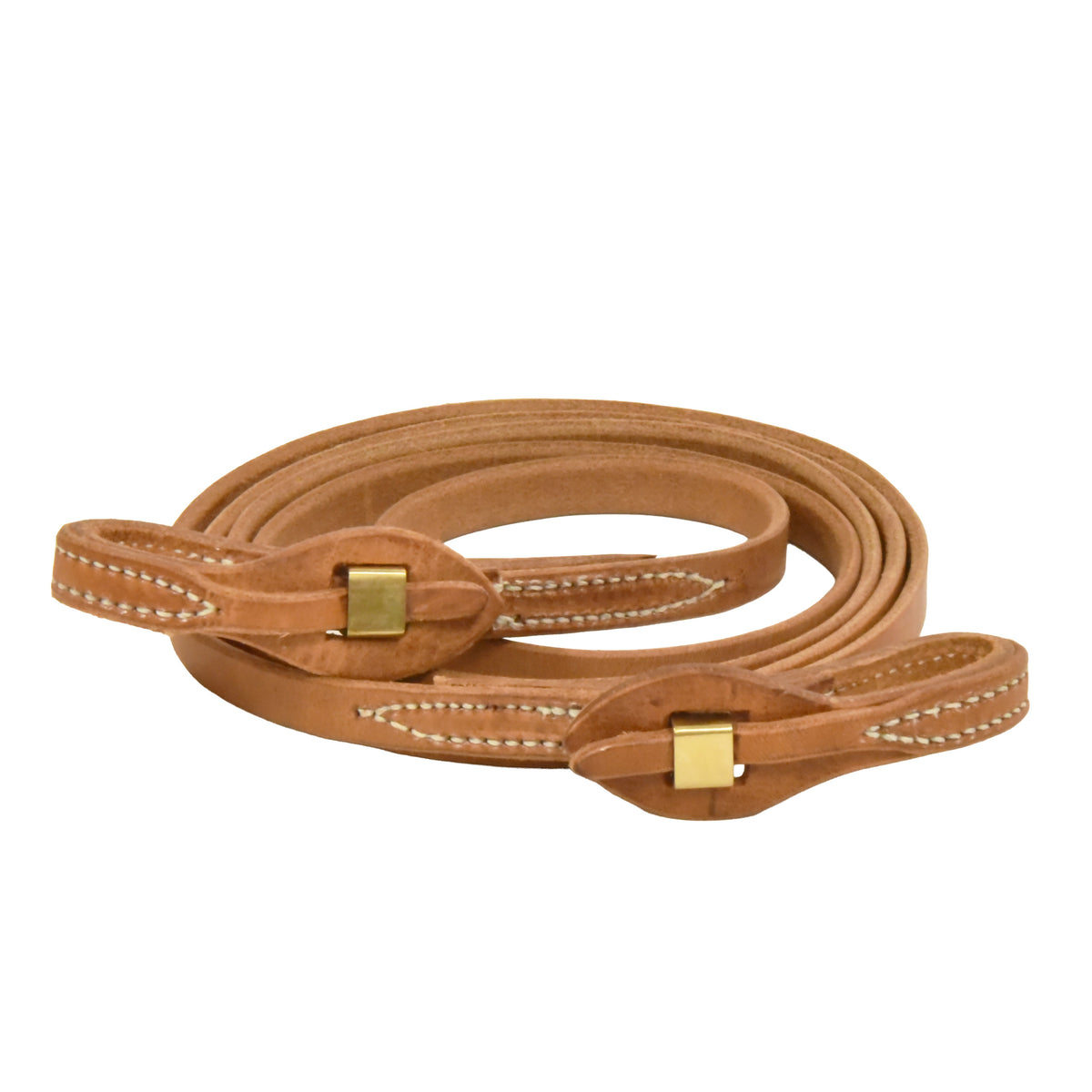 AJ Tack Harness Leather Brass Quick Change Roper Reins - 5/8in x 8ft ...
