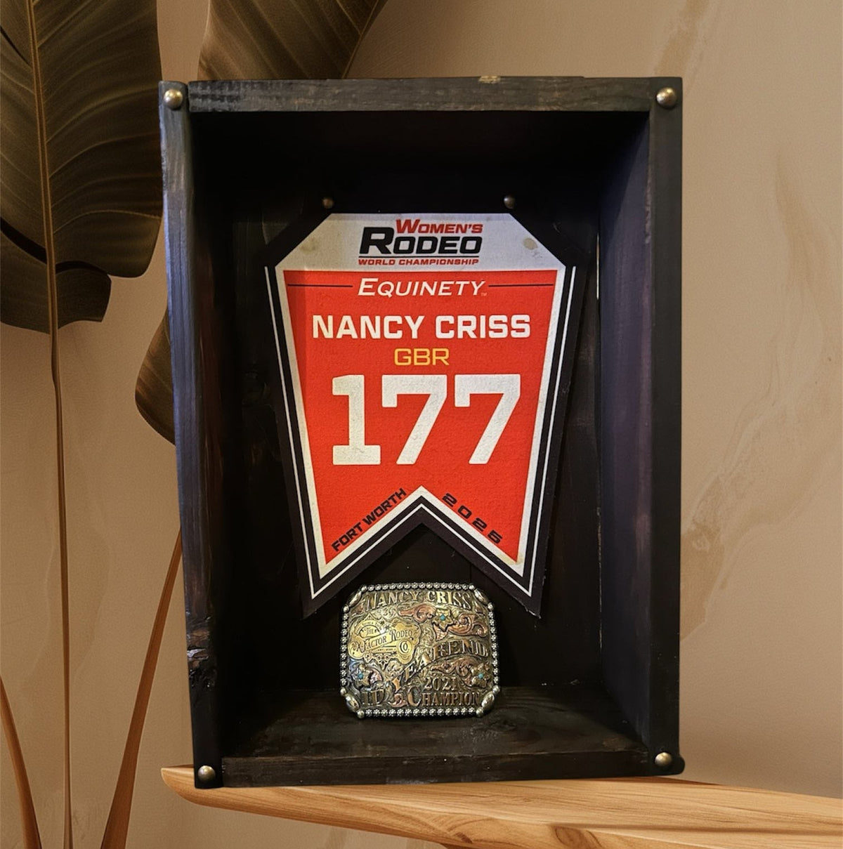 Back Number & Buckle Display — Rodeo Hard
